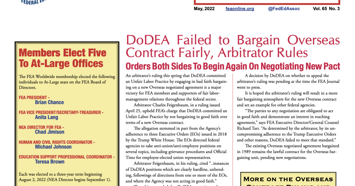 FEA Journal – Spring 2022 | Federal Education Association